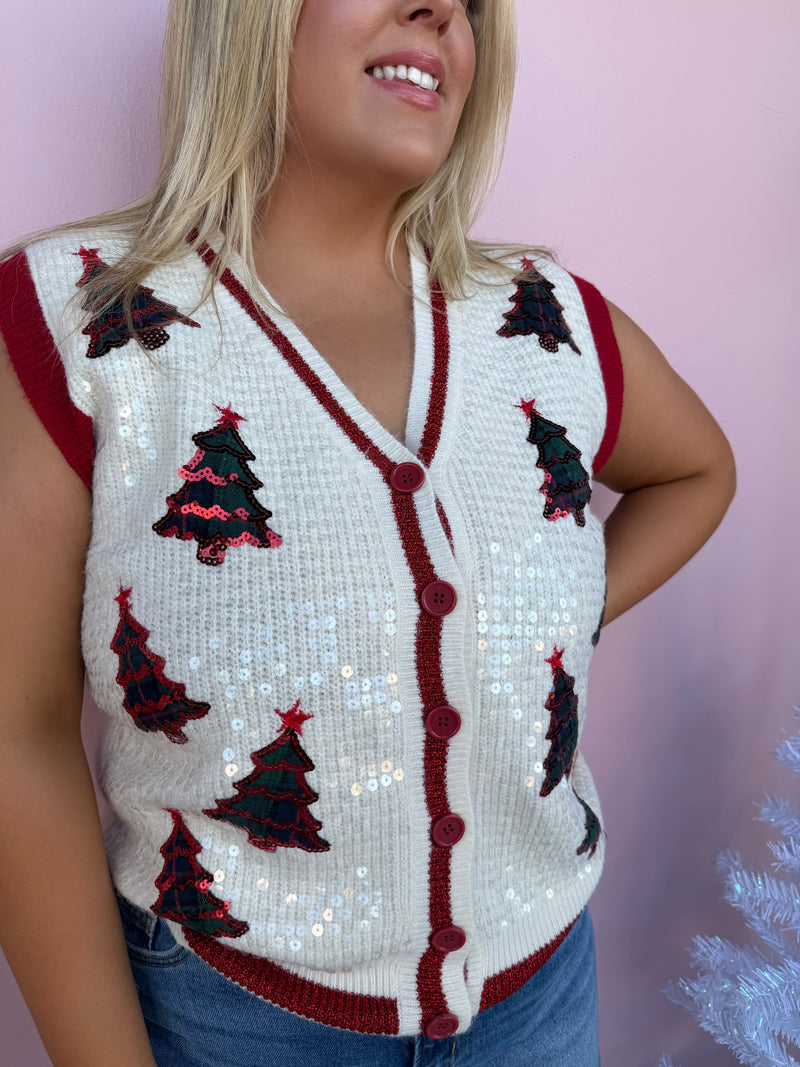 Oh Christmas Tree Sequin Vest – P. Elyse Boutique